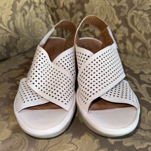 Clarks | Shoes | Clarks Artisan Reedly Variel Bone White Leather Wedge ...